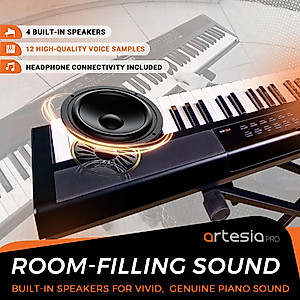 Artesia PE-88 Arranger Keyboard Piano with Full Size Velocity Sensitive Keys - 88 Key Semi-Weighted Keyboard Workstation - Portable Electric Piano Keyboard with 137 Voices & 100 Backing Track Styles
