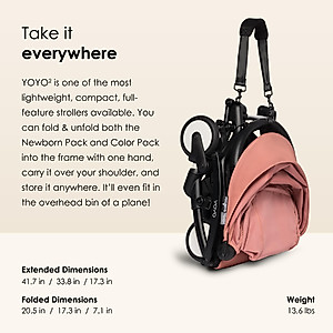 BABYZEN YOYO2 Stroller & 0+ Newborn Pack - Includes Black Frame, Ginger 6+ Color Pack & Ginger 0+ Newborn Pack - Suitable for Children Up to 48.5 Pounds