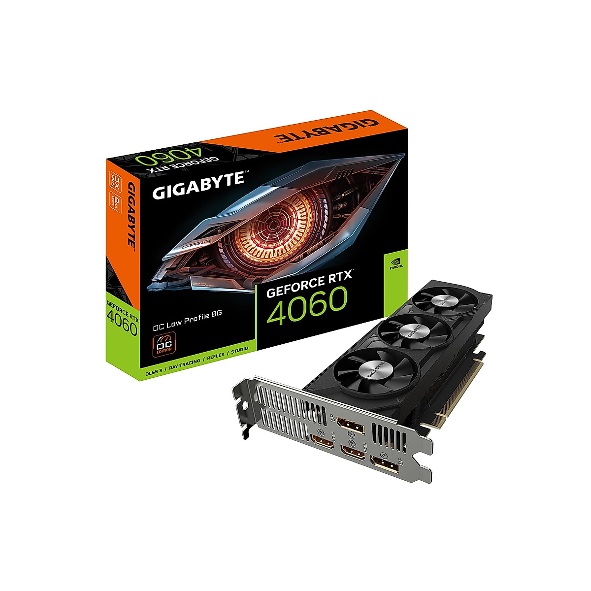 GIGABYTE GeForce RTX 4060 OC Low Profile 8G Graphics Card, 3X WINDFORCE Fans, 8GB 128-bit GDDR6, GV-N4060OC-8GL Video Card