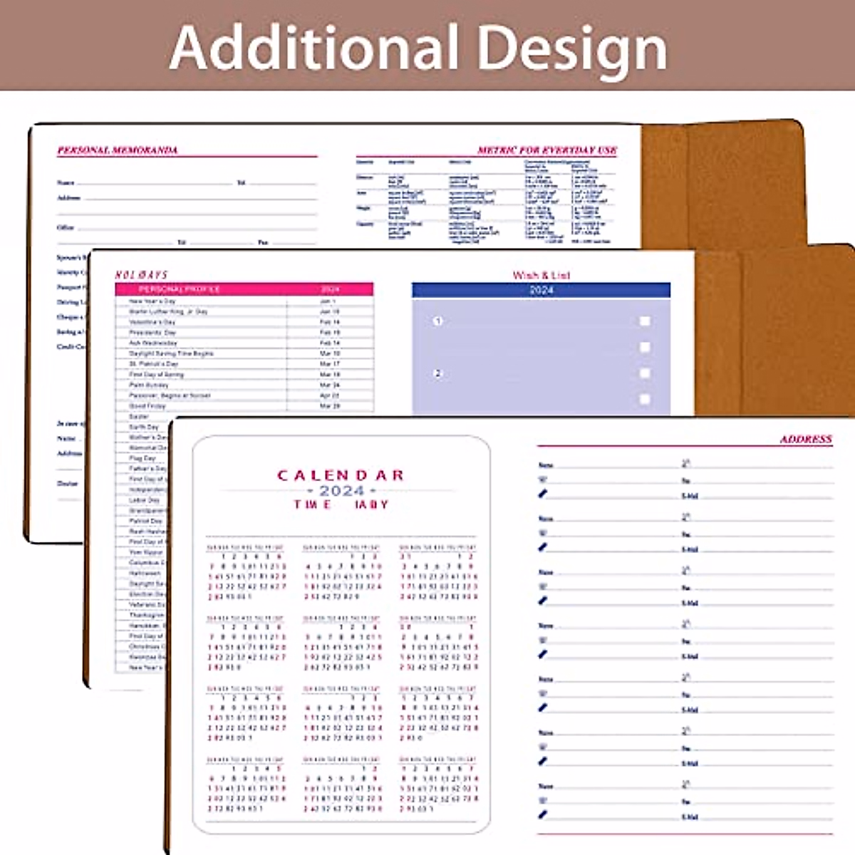2024 Weekly Planner - Annual Weekly & Monthly Agenda Planner with Monthly Tabs, Jan - Dec 2024, Leather Cover, Thick Paper, A5 Calendar 5.9" x 8.26" (Weekly-Blue)