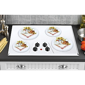 Reston Lloyd Electric Stove Burner Covers, Set of 4, Rooster & Copper Kettle All-Over Pattern