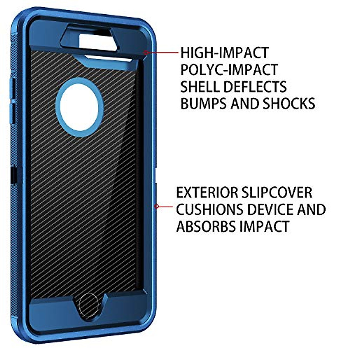 RegSun for iPhone 8 Plus,iPhone 7 Plus Case,Built-in Screen Protector, Shockproof 3-Layer Full Body Protection Rugged Heavy Duty High Impact Hard Cover Case for iPhone 8+/7+ 5.5 inch,Blue