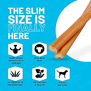 Sitka Farms Bully Sticks Slim 12 inch - 10 Count - Bully Sticks for Dogs - All Natural Long Lasting Dental Treats for Large Medium and Small Dogs, Collagen Chews for Dogs