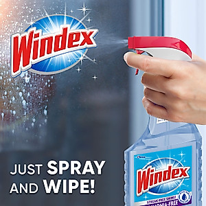 Windex Ammonia-Free Glass and Window Cleaner Spray Bottle, Crystal Rain Scent, 23 Fl Oz