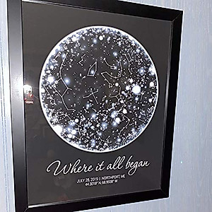 Custom Star Map - Personalized Constellation Map (Print, Multiple Sizes, Night Sky by date Wall Art, Unique Gift - Special Occasion, Wedding Gift, Anniversary Gift, Valentines Day Gift)