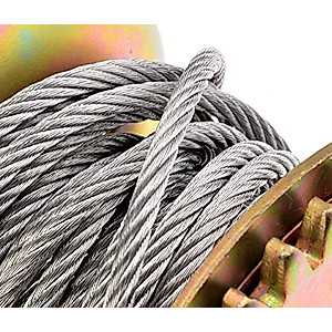 SoB 600lbs Capacity Heavy Duty Hand Winch, Hand Crank Strap Gear Winch with 8m Steel Wire, Manual Operated Two-Way Ratchet ATV Boat Trailer Marine (600LBS)