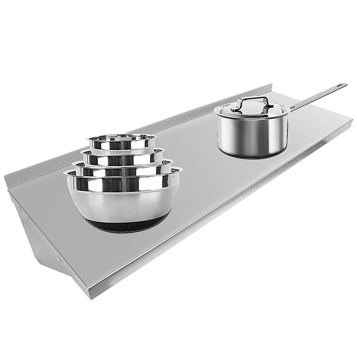 Karpevta Stainless Steel Wall Mount Shelf 12X36 Inch Stainless Steel Shelf Wall Mounted Capacity 250 LBS Commercial Wall Mount Floating Shelving for Restaurant,Hotel Garage,Laundry Room
