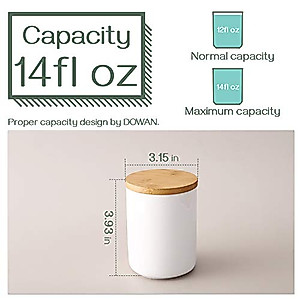 DOWAN White Kitchen Canister, Airtight Food Storage Ceramic Jar with Wooden Lid, 14 FL OZ (400 ML) Portable Canister for Tea, Sugar, Ground Coffee, Spices, 3.15 x 3.93 inches