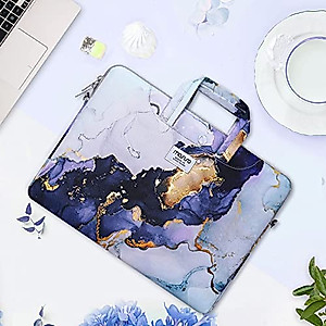 MOSISO Laptop Shoulder Bag Compatible with MacBook Air/Pro,13-13.3 inch Notebook,Compatible with MacBook Pro 14 inch 2023-2021 A2779 M2 A2442 M1, Briefcase Sleeve with Belt Marble MO-MBH348