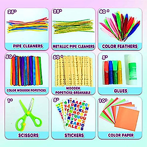 Arts Craft Supplies for Kids, 1000+ PCS Toddler DIY Craft Art Supply Set Include Pipe Cleaners, Pom Poms, Storage Box, Best Xmas Gift for 5 -12 Years Old Boys and Girls