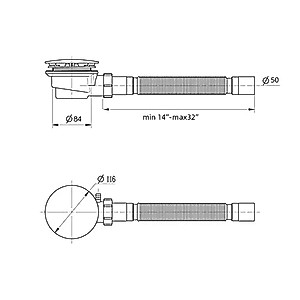 MUCOL 90 Degree Low Profile 1.5" Shower Drain Trap, 1.5" Side Outlet Drain Assembly for 1.5" Replacement Shower Base Drain, PVC Side Outlet Drain