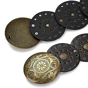 Suyi Wide Disc Belt for Women Leather Hollow Out Round Belts Vintage Western Waist Belt 115CM Black