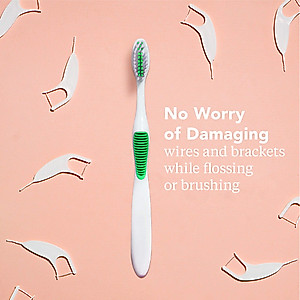 Platypus Orthodontic Flossers - Dental Floss Picks for Braces and Orthodontic Toothbrush Bundle - 2 Packs Ortho Flossers and 1 Ortho Toothbrush