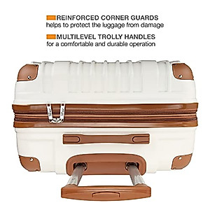 Miami CarryOn Collins 3 Piece Expandable Polycarbonate-ABS Retro Spinner Luggage Set with Lined Interior, Organizational Pockets, Bottom Handle (White)