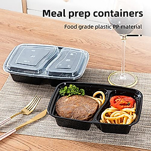 hemind Food Prep Containers 50 Pack Meal Prep Containers for Food 2 Compartment Bento Lunch Box Container, 32 oz Food Grade Safe Usage