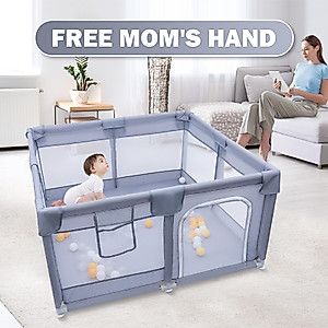 Baby Playpen, Baby Playard, Large Baby Playard, Indoor & Outdoor Kids Activity Center with Anti-Slip Base, Sturdy Safety Play Yard, Baby Fence