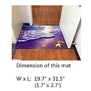 ZaH Thin Area Rug Non-Slip Doormat Carpet Printing Rug for Living Room, Bedroom, Kitchen, Bathroom (2x3 - 19.7"x31.5", Beach)