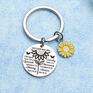 ORZOESD Religious Keyring Christian Gifts For Woman Sunflower Lover Gift Religious Baptism Jewelry, Religious Keychain, Standard