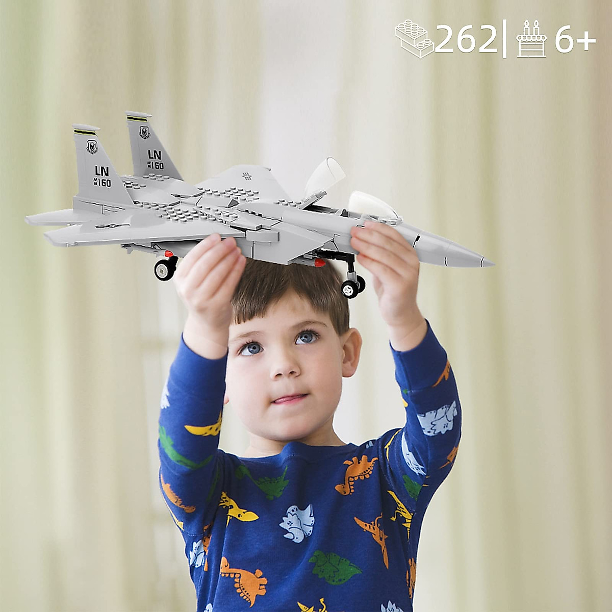 OQMI Military Airplane Toy F-15 Eagle Jet Fighter Building Block Sets, Birthday Gift for 6-10 Year Boy and Girl Building Block Lovers (262 Pieces)