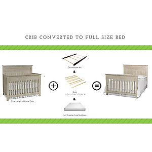 CC KITS Full Size Conversion Kit Bed Rails for Bel Amore & COSI Bella Cribs (Sea Washed Pine)
