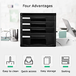 LEYT File Drawer Desktop - 4/5 Drawers File Cabinet, for Office Supplies, Desk Accessories, PP Material Durable and Pollution Free. (Size : 4 Draws)