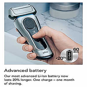 Braun Series 8 8330s Next Generation, Electric Shaver for Men, Rechargeable and Cordless Razor, Silver, Fabric Travel Case, Wet and Dry, Foil Shaver