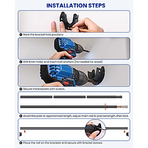 Closet Rods for Hanging Clothes, 17 to 99 Inches Stepless Adjustable Metal Closet Rod, 1.3 Inches Heavy Duty Clothes Hanging Rod for Closet Wardrobes Laundry RV