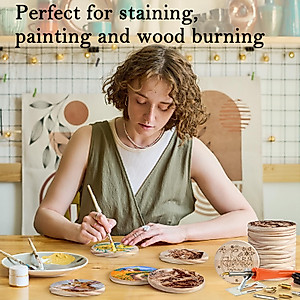 24 Pack Unfinished Wood Coasters, GOH DODD 4" Wood Slices for Nature Crafts & Wedding Decoration, Blank Coasters Wood Kit for DIY Architectural Models Drawing Painting Wood Engraving, Round