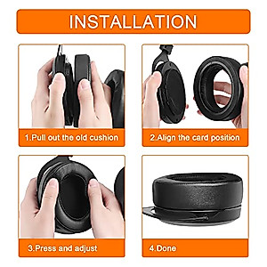 HS60 Earpads, GVOEARS Replacement Ear Pads Cushion for Corsair HS70/Pro HS60/Pro HS50/Pro, Durable Leather Gaming Headset Noise Isolation Earpads (Black)