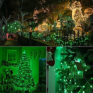 YEGUO 4 Pack Solar Christmas Lights Outdoor Waterproof, Each 100 LED 33ft Solar String Lights, 8 Modes Blue Solar Fairy Lights