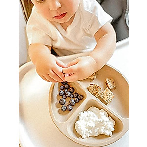 Ullabelle Silicone Plates for Toddlers | 3 Pc Set | Skid Proof & Unbreakable | Divided Baby Plates | BPA Free, Non-Toxic | Dishwasher & Microwave Friendly | Kids Plates with Dividers (Beige)