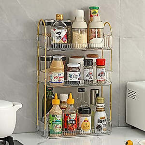 Bathroom Organizer Countertop, Vanity Organizer Trays for Bathroom Counter, Bathroom Tray Counter Organizer, Plastic Tray Stand for Perfume, Makeup, Skincare(Clear, 3 Tiers)