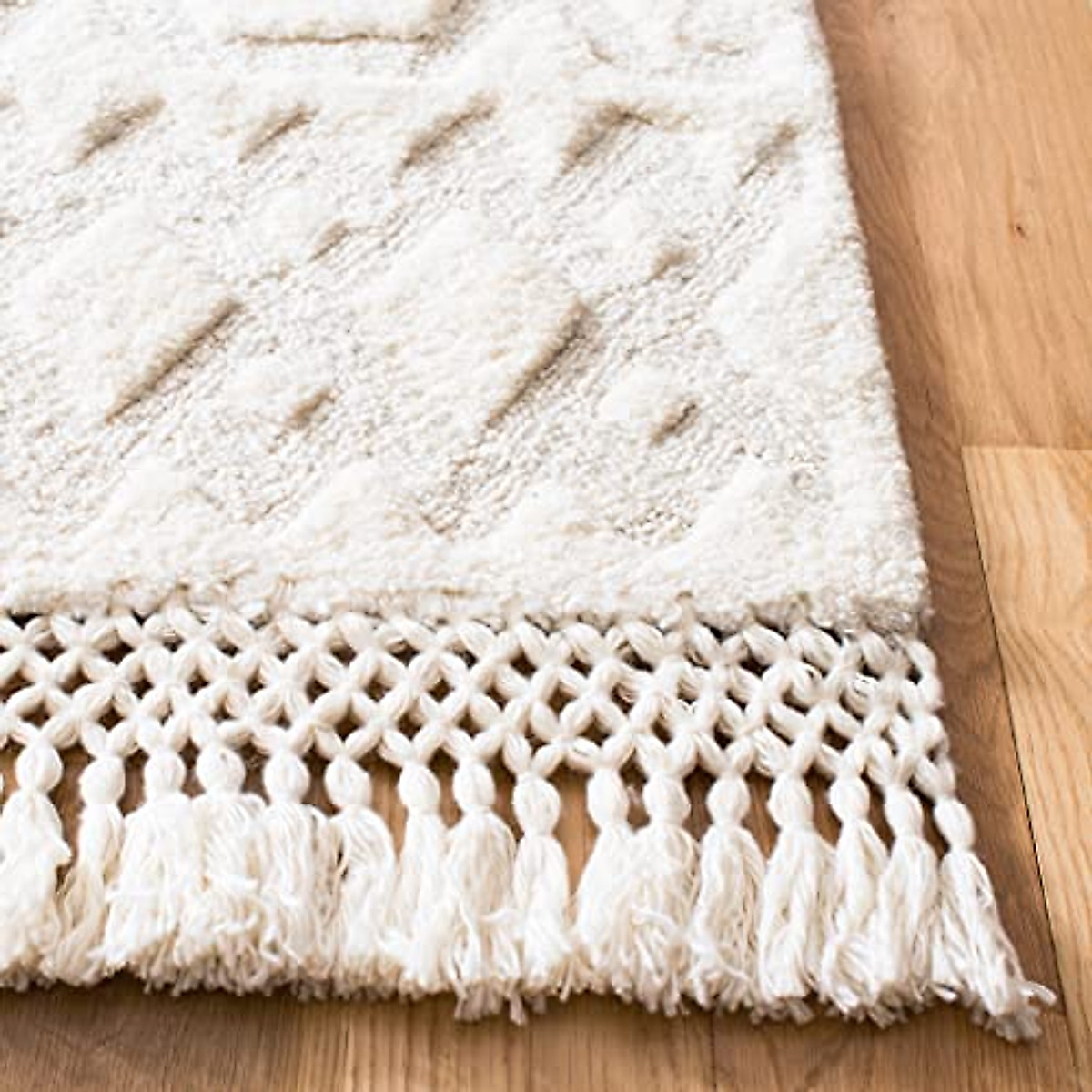 SAFAVIEH Casablanca Collection 7' Square Ivory CSB651A Handmade Moroccan Tassel Living Room Dining Bedroom Area Rug