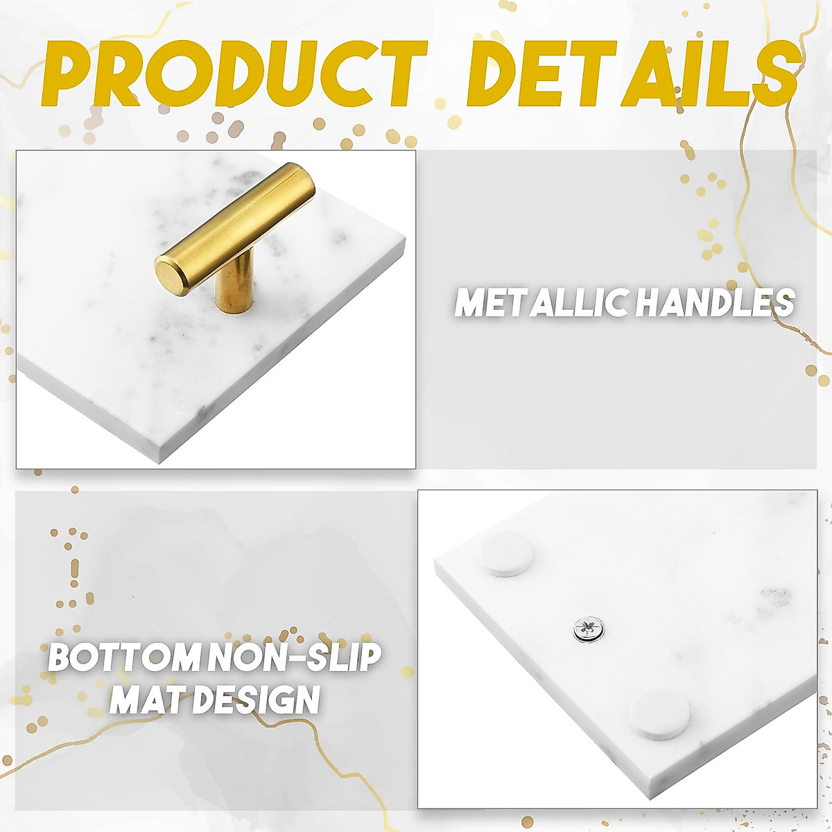 Tioncy 2 Pcs Marble Guest Towel Holder Tray for Bathroom Napkin Holder White Marble Vanity Tray Marble Tray for Kitchen Paper Disposable Hand Towel Holder for Dessert Jewelry Perfume Storage Organizer