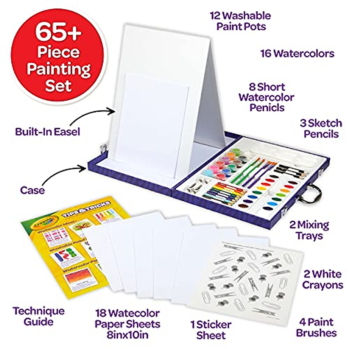 Crayola Table Top Easel & Art Kit (65 Pcs), Kids Painting Set, Gifts for Kids, Ages 4+