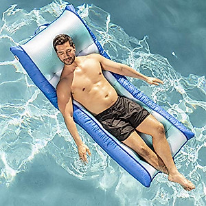 Big Joe Kona No Inflation Needed Pool Lounger with Headrest, Fade Aqua Double Sided Mesh, 5.5ft Big