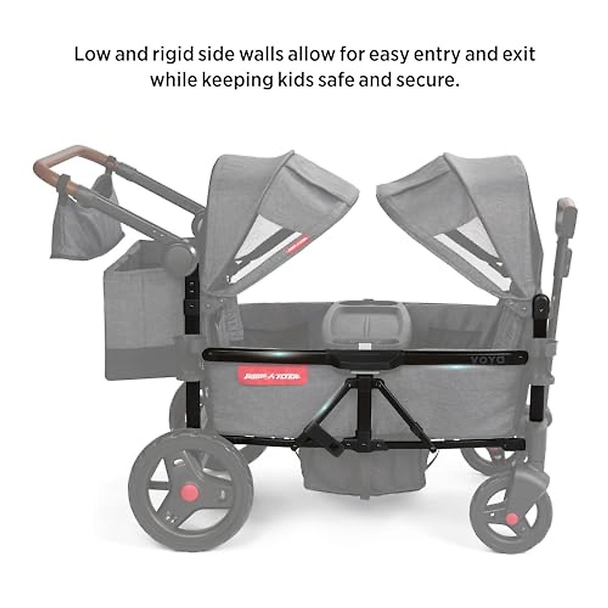 Radio Flyer Voya Stroller Wagon, 4 Seater Wagon Stroller for Kids with Low Sides, Baby Stroller Wagon, Quad Stroller