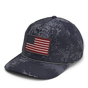Paramount Outdors Performance Perforated American Flag Trucker Hat Rope Cap (Black Cirrus)