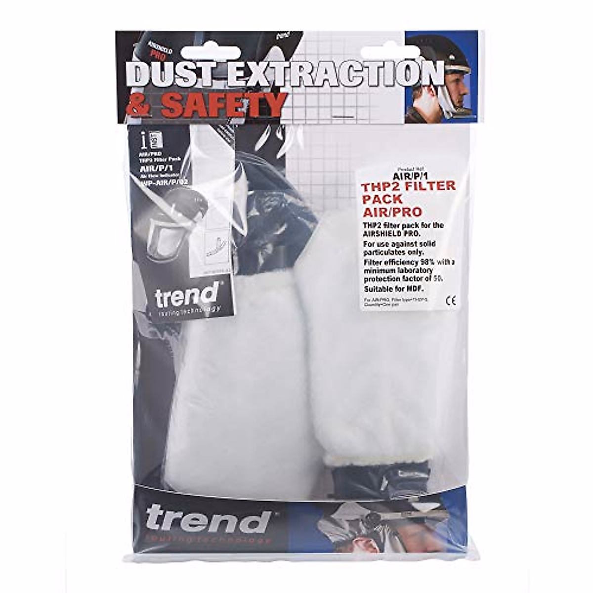 Trend Replacement Air Filters (Pack of 2) for the Trend Airshield Pro (AIR/PRO) Face Shield, Twin Dust Mask Filtration Filters, AIR/P/1