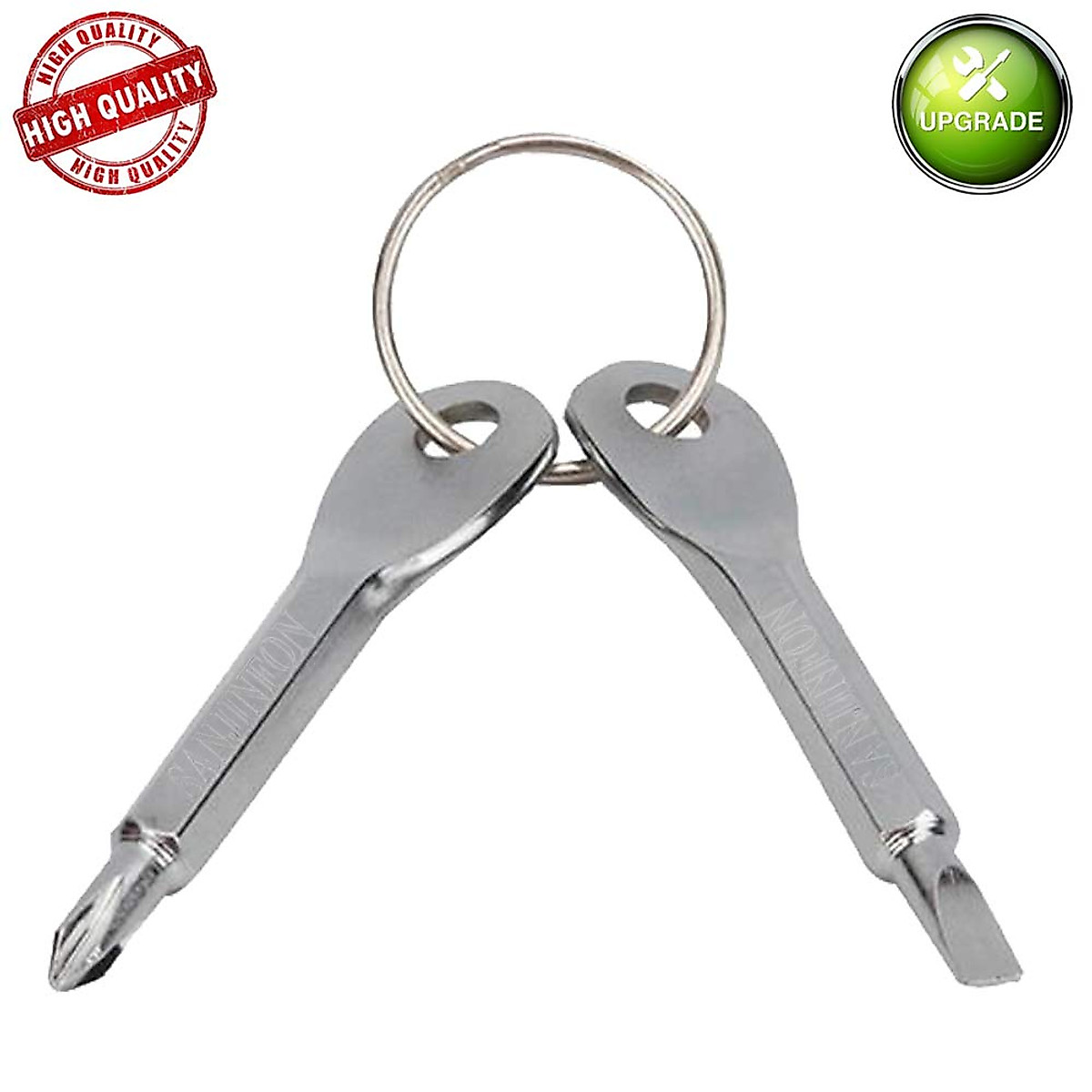 SANJINFON Pocket Screwdriver Dual-purpose: Flat Head Screwdriver & Small Phillips Head Screwdriver Set, Mens Keychain Tool, Mini EDC Keychain Screwdriver Gadgets, Great Gifts for Men Dad Boy (2Pcs SL)