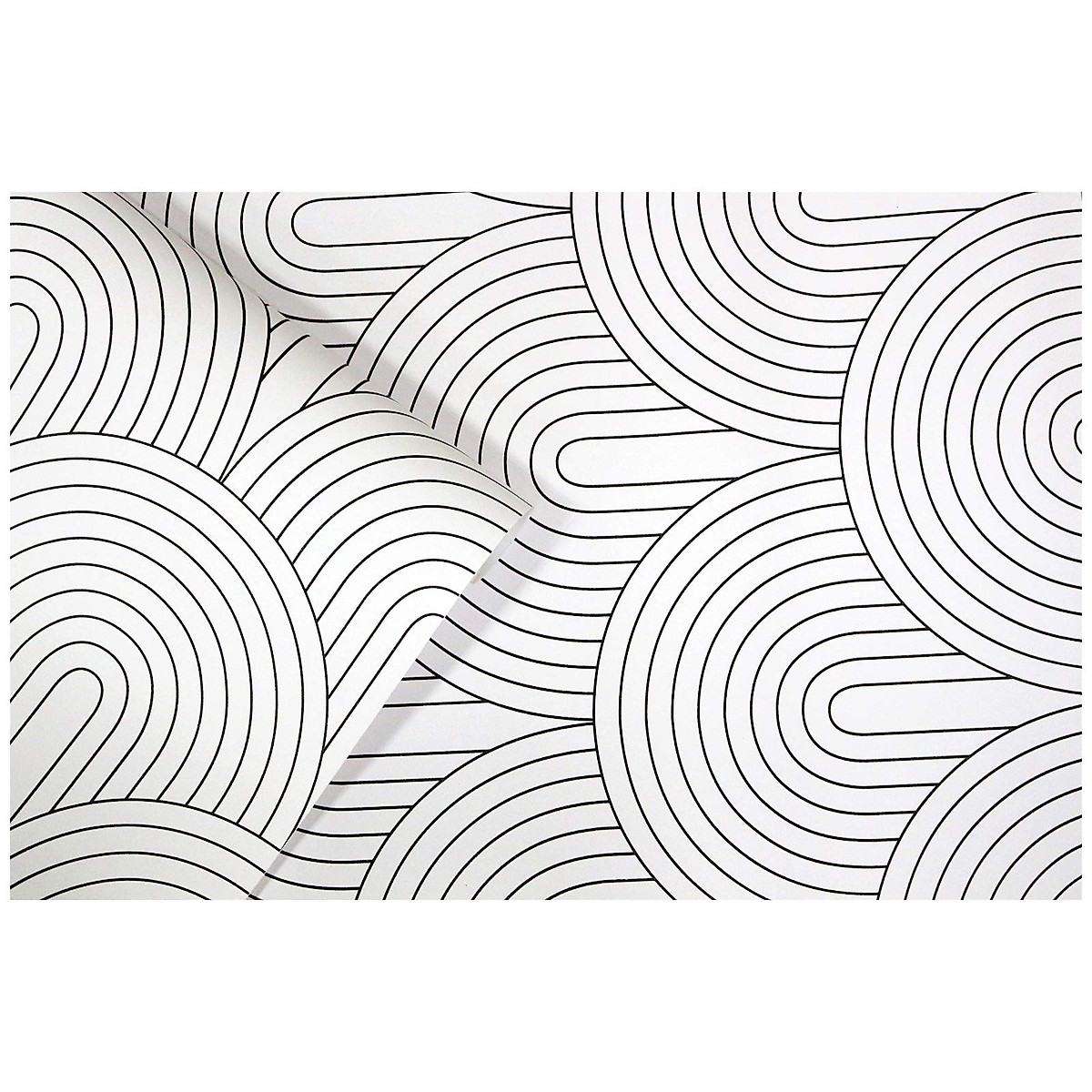 HAOKHOME 96033 Peel and Stick Wallpaper Abstract Rainbow Black/White Removable contactpaper for Home Bathroom Decorations 17.7in x 9.8ft