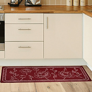 ROTTOGOON Kitchen Floor Mat Set of 2, Cushioned Anti Fatigue Kitchen Mat 17"x59"+17"x29", Non-Slip Waterproof Kitchen Rug, Premium PVC Comfort Kitchen Mats and Rugs for Kitchen, Office, Home, Laundry