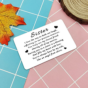 Sister Engraving Wallet Card Sister Gifts from Sister Brother Soul Sisters Bestie Gift for Women Birthday Gifts for Little Sisters Friendship Gifts for Friend BFF Gifts Christmas Thanksgiving Present