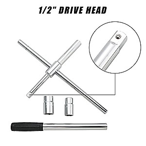 FLKQC 23" Universal Extended Lug Wrench, 4 Way Tire Iron Nut Wrench Set with Storage Bag, 17mm/19mm, 21mm/23mm