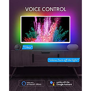 TV LED Backlights, 9.8FT Smart LED Lights for Behind TV with Music Sync 16 Million Colors Changing RGB Strip Lights Compatible with Alexa Google Home for 40-60 inch TVs, WiFi APP Control