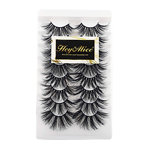 Mink Eyelashes 25mm Lashes Pack HeyAlice Fluffy 8 Pairs 4 Styles Mixed Eyelashes Long Strip Thick Volume Fake Lashes