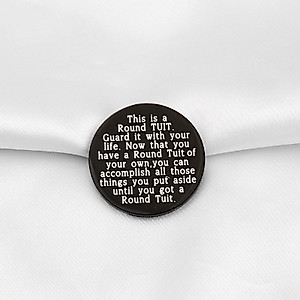 FOTAP Round TUIT Token Get A Round TUIT Guard it With Your Life Token Coins Inspirational Graduation Gift (Black- Tuit)