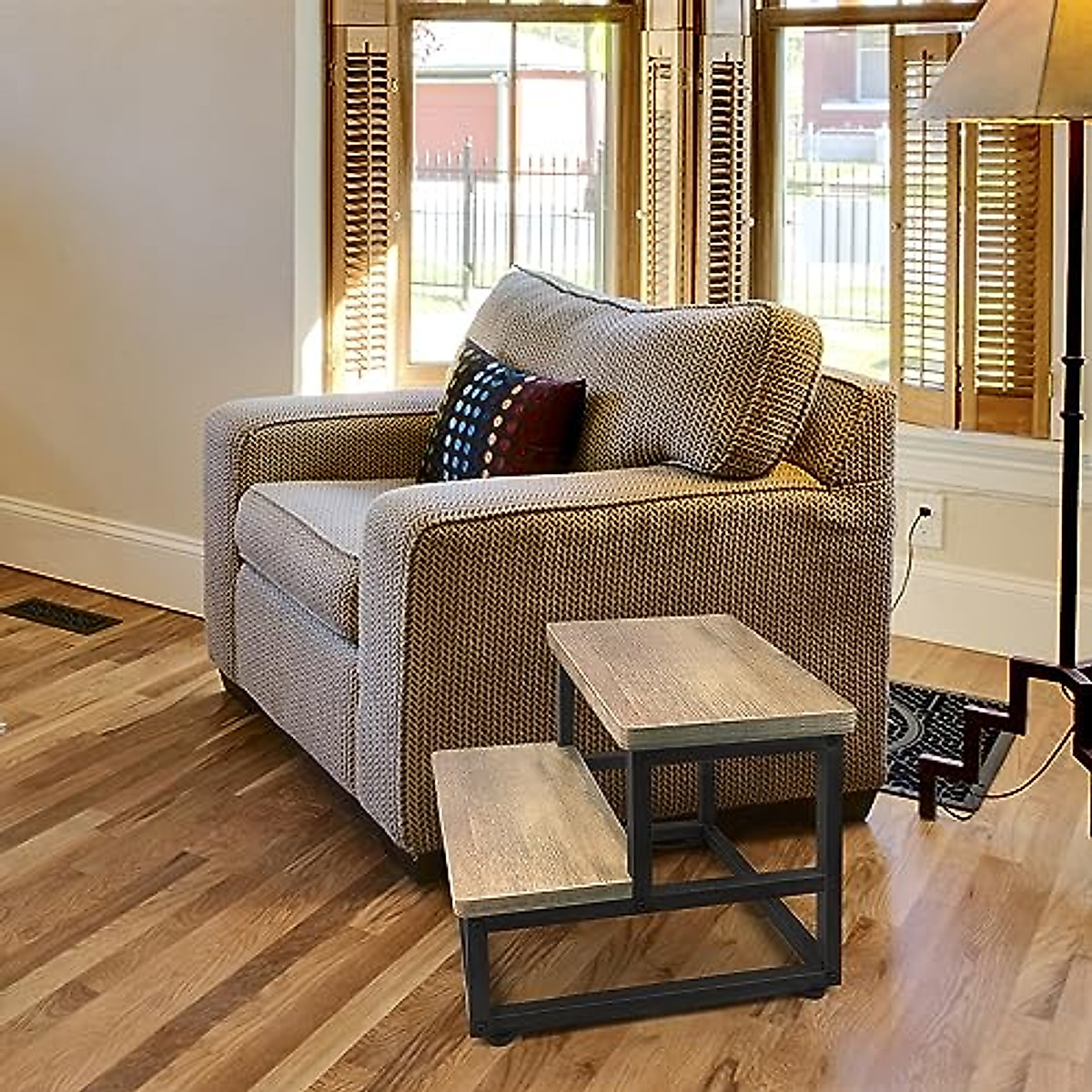 TSTWETO Step Stools for Adults, 2 Step Stool for Kids, Wooden Bed Steps for High Beds, Heavy Duty Wood Bedside Stepping Stool for Kitchen Bathroom, Hold Up to 550 Lbs Capacity-Brown