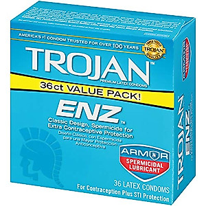 Trojan ENZ Armor Spermicidal Lubricated Condoms - 36 Count