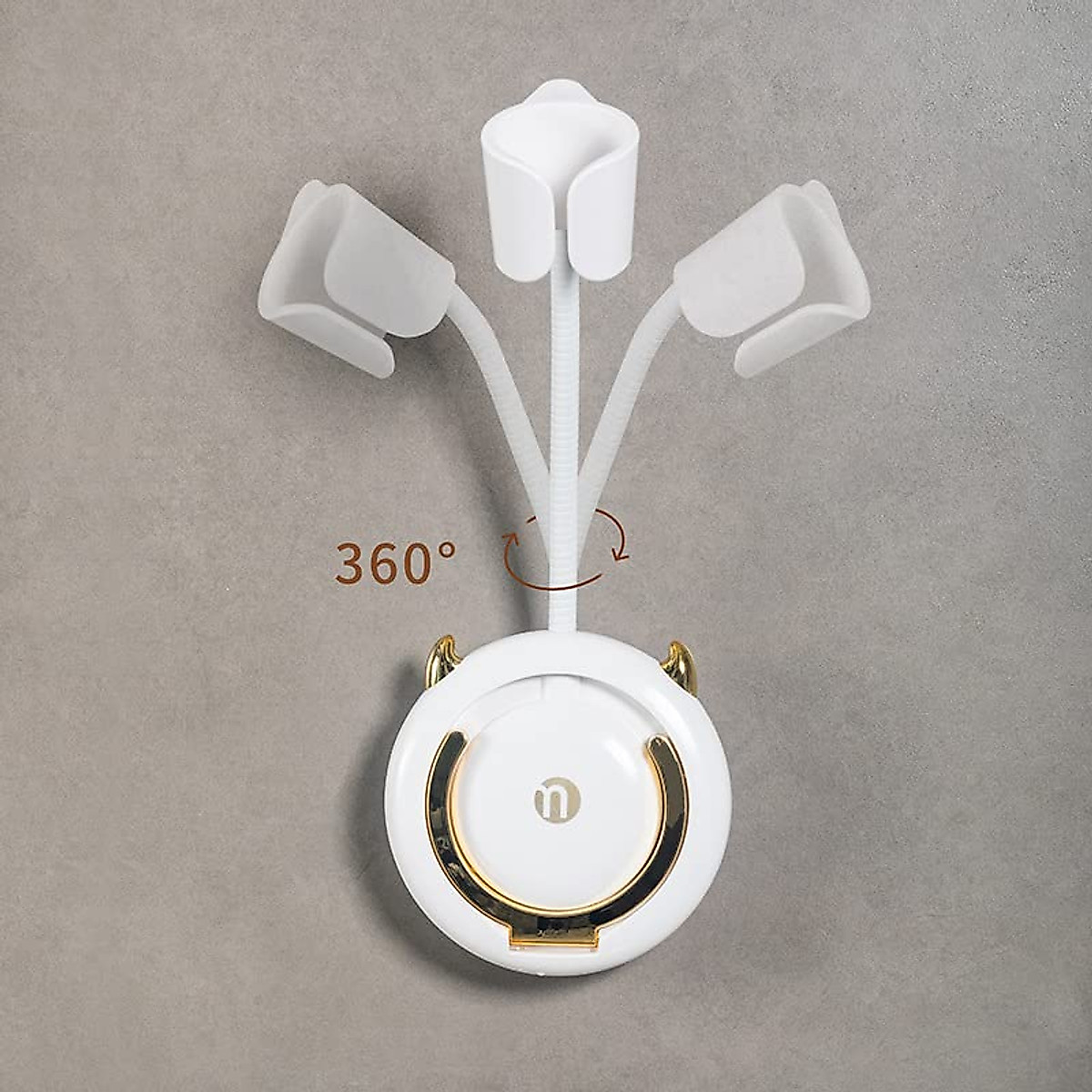 JARPSIRY 360° Adjustable Hands Free Hair Dryer Holder, Wall Mounted Blow Dryer Stand Rack with Cable Hanger, Flexible Lazy Hair Dryer Holder Bathroom Organizer